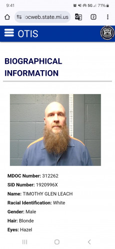 Profile for Timothy Leach, 44 / M / Lapeer, MI - Message a Prisoner at ...